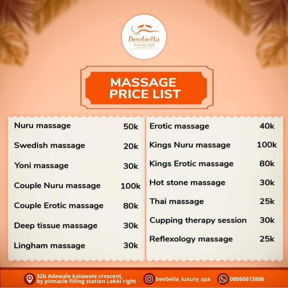 Price List – Bee Bella Luxury Spa
